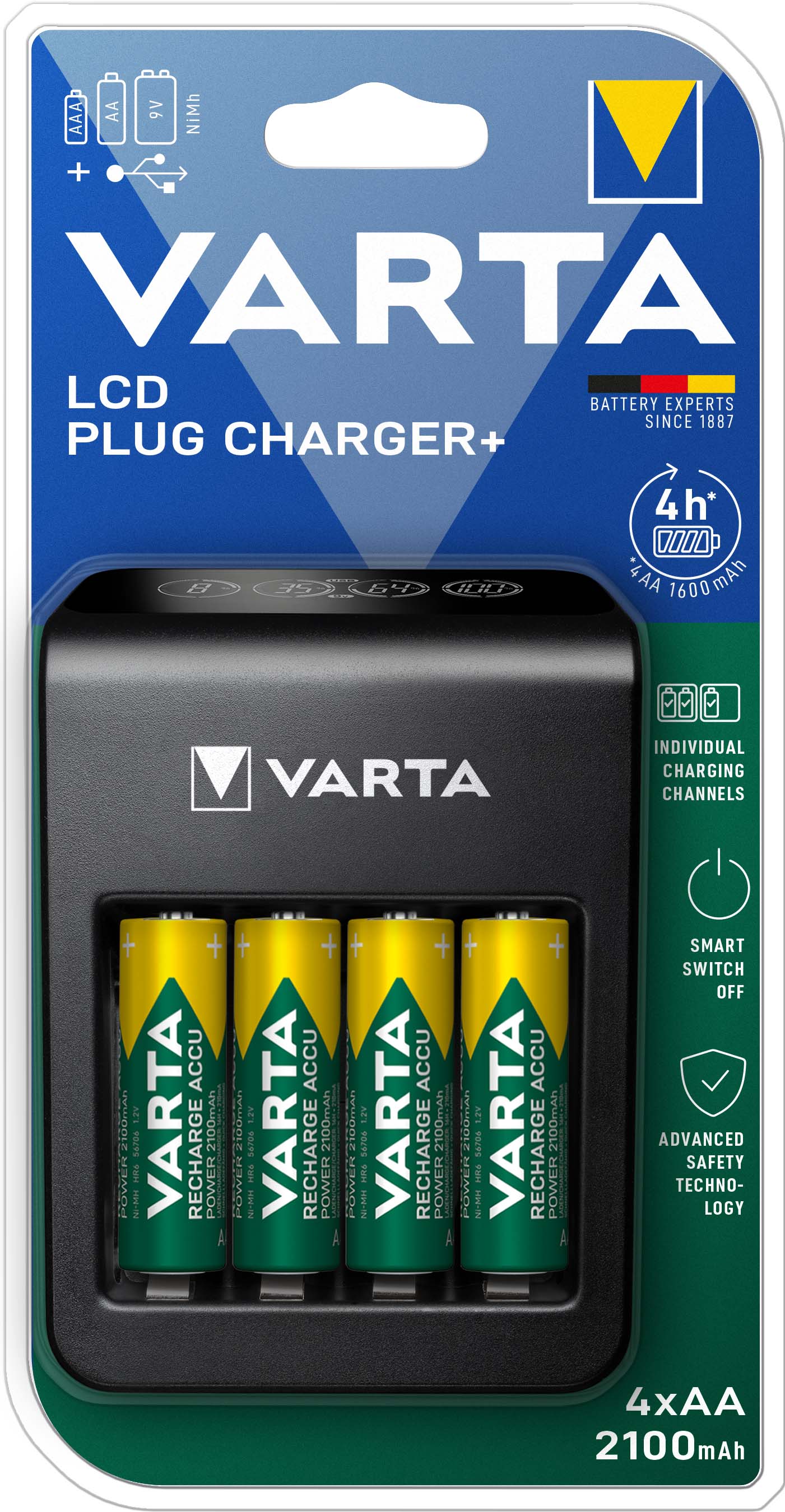Punjač baterija Varta LCD Plug Charger+, + 4 kom AA 56706 2100mAh ...