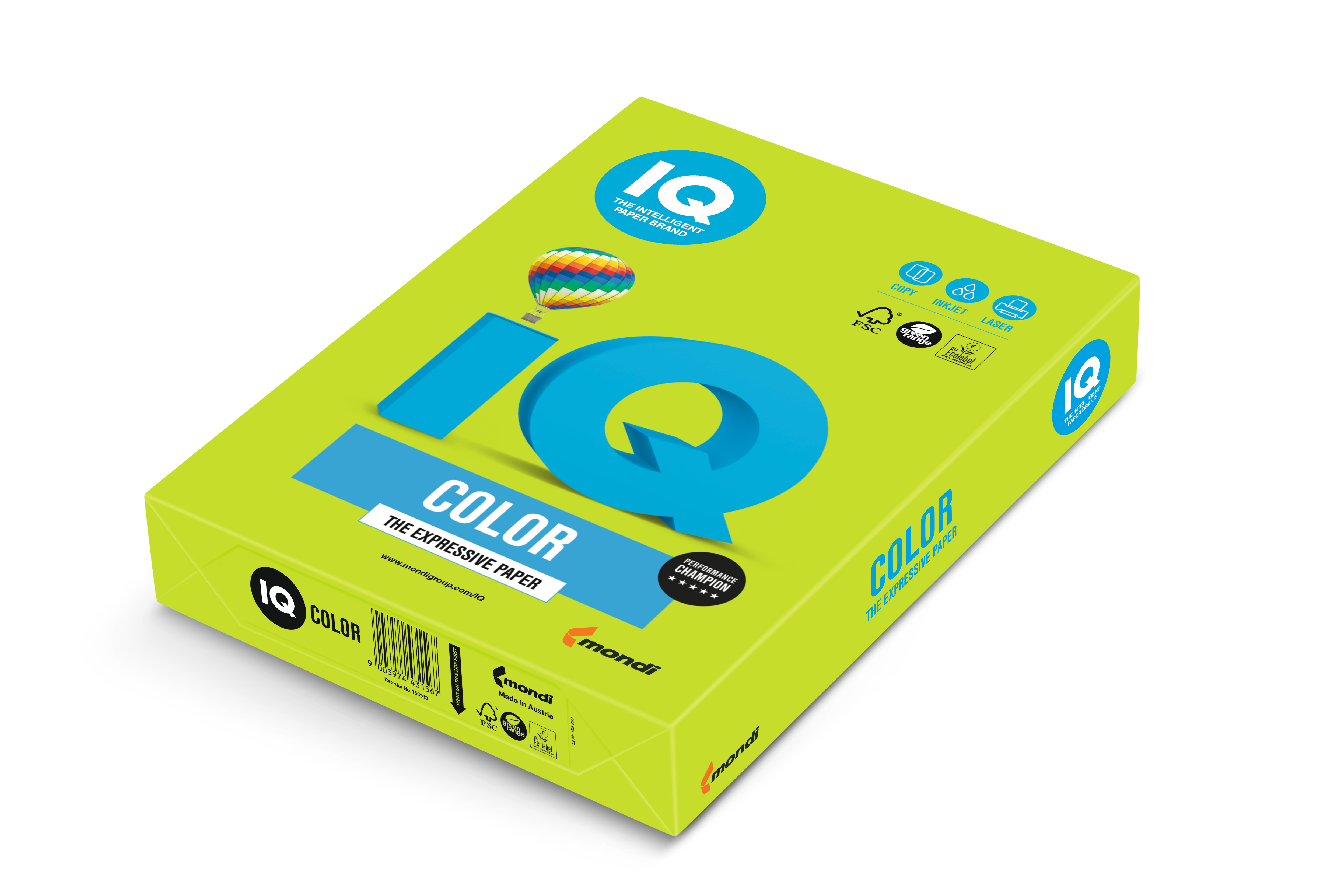 Papir fotokopirni color A4 80gr Mondi IQ intensive LG46 500/1 lime ...